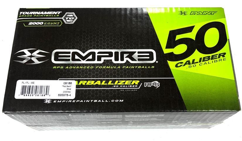 Empire Marballizer 50Cal Paintballs - 2000ct Case (Red Swirl White Fil ...